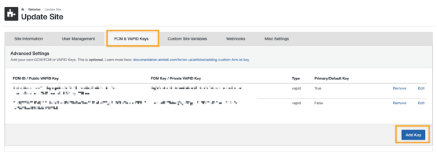 Adding Custom Vapid Id And Key
